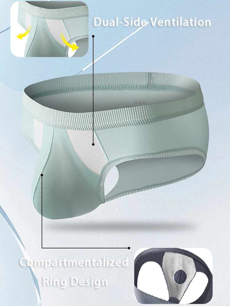 3 Pack Men's Low-Rise Ice Silk High-Stretch U-Convex Large Pouch Brief ...