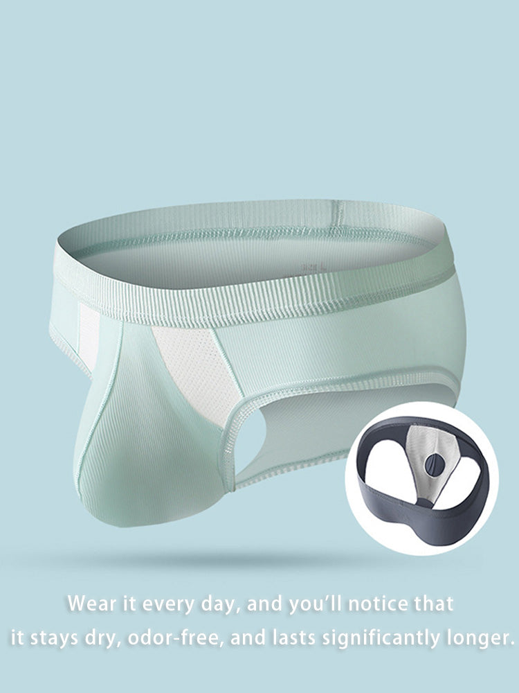 3 Pack Men's Low-Rise Ice Silk High-Stretch U-Convex Large Pouch Brief ...